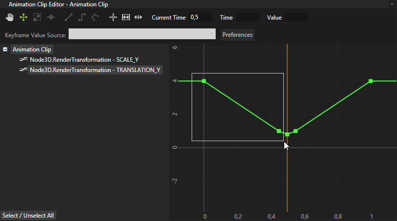Changing the interpolation mode between keyframes