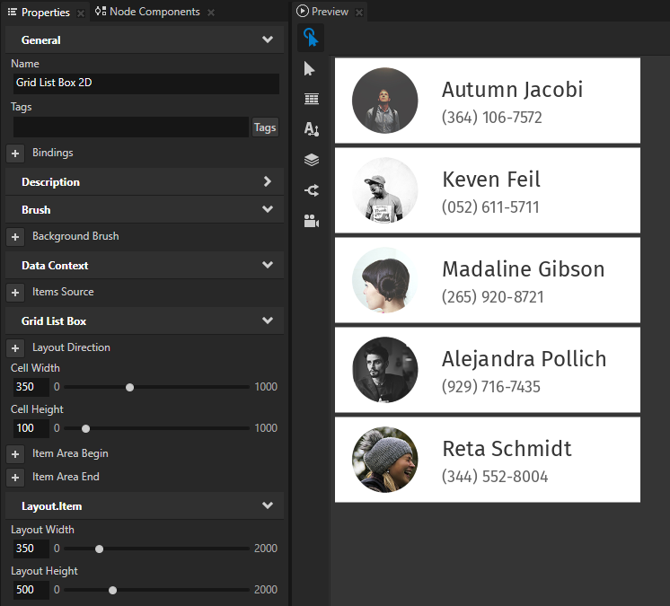 使用网格列表框 (Grid List Box) 节点