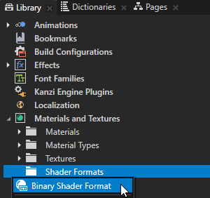 Using binary shaders - Kanzi framework 3.9.11 documentation