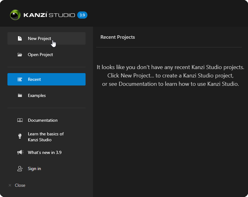 Step 1 - Create a project - Kanzi framework 3.9.13 documentation